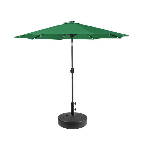 WESTIN OUTDOOR Marina 9 ft. Patio Solar LED Market Umbrella with Black ...