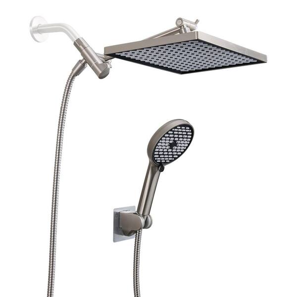Heemli Rainfall Shower Head Combo 6-Spray 12 in. Wall Mount Dual Shower ...