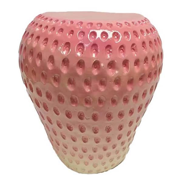 Tenleaf Pink Resin Strawberry Outdoor Side Table FCBF16-475 - The Home ...