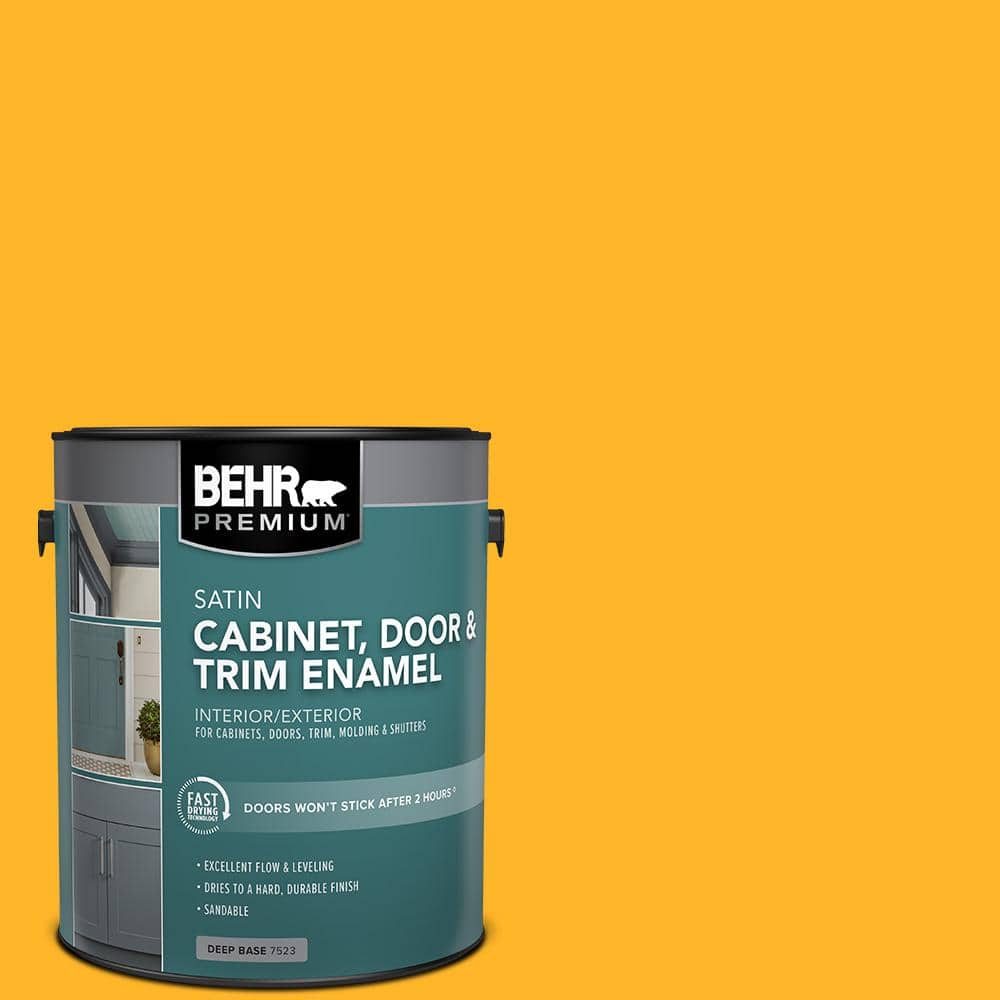 BEHR PREMIUM 1 gal. #P260-7 Extreme Yellow Satin Enamel Interior ...