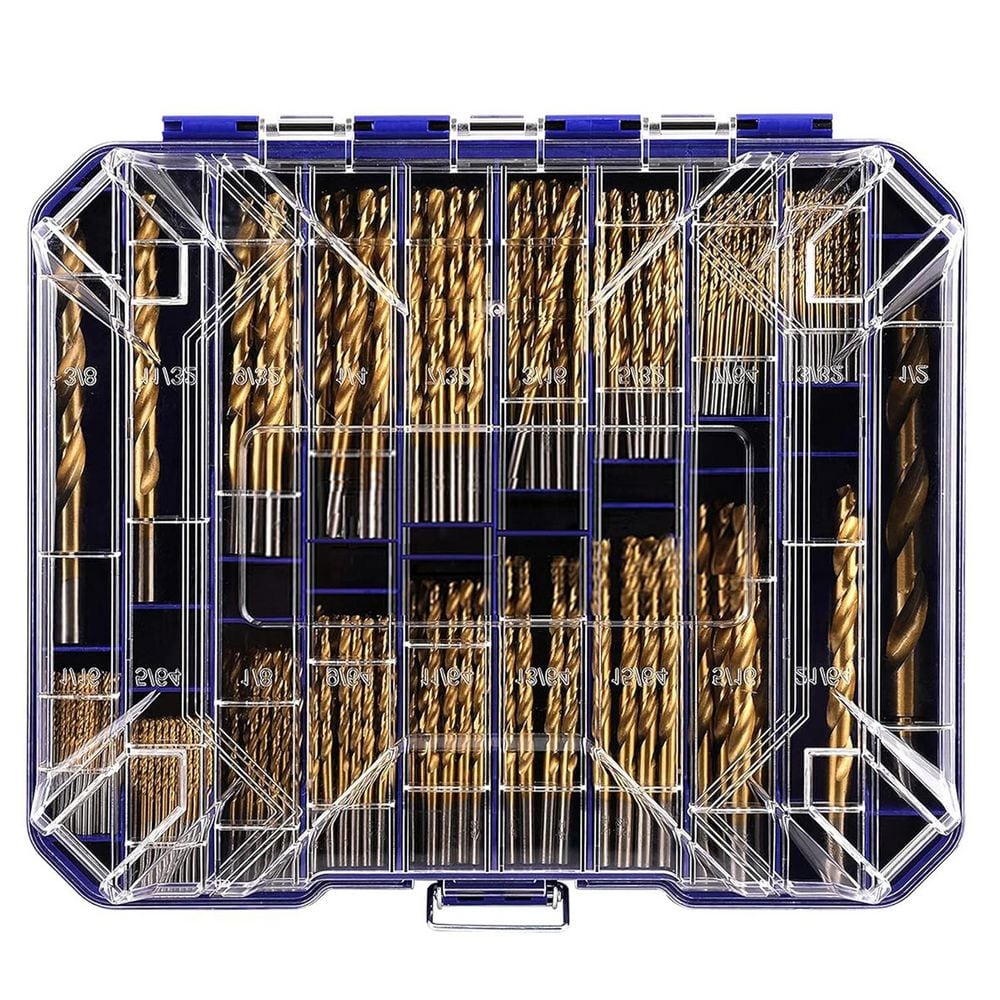 276pc Titanium High Speed Steel Twist Drill Bit Set with S2 Bits 135 ...