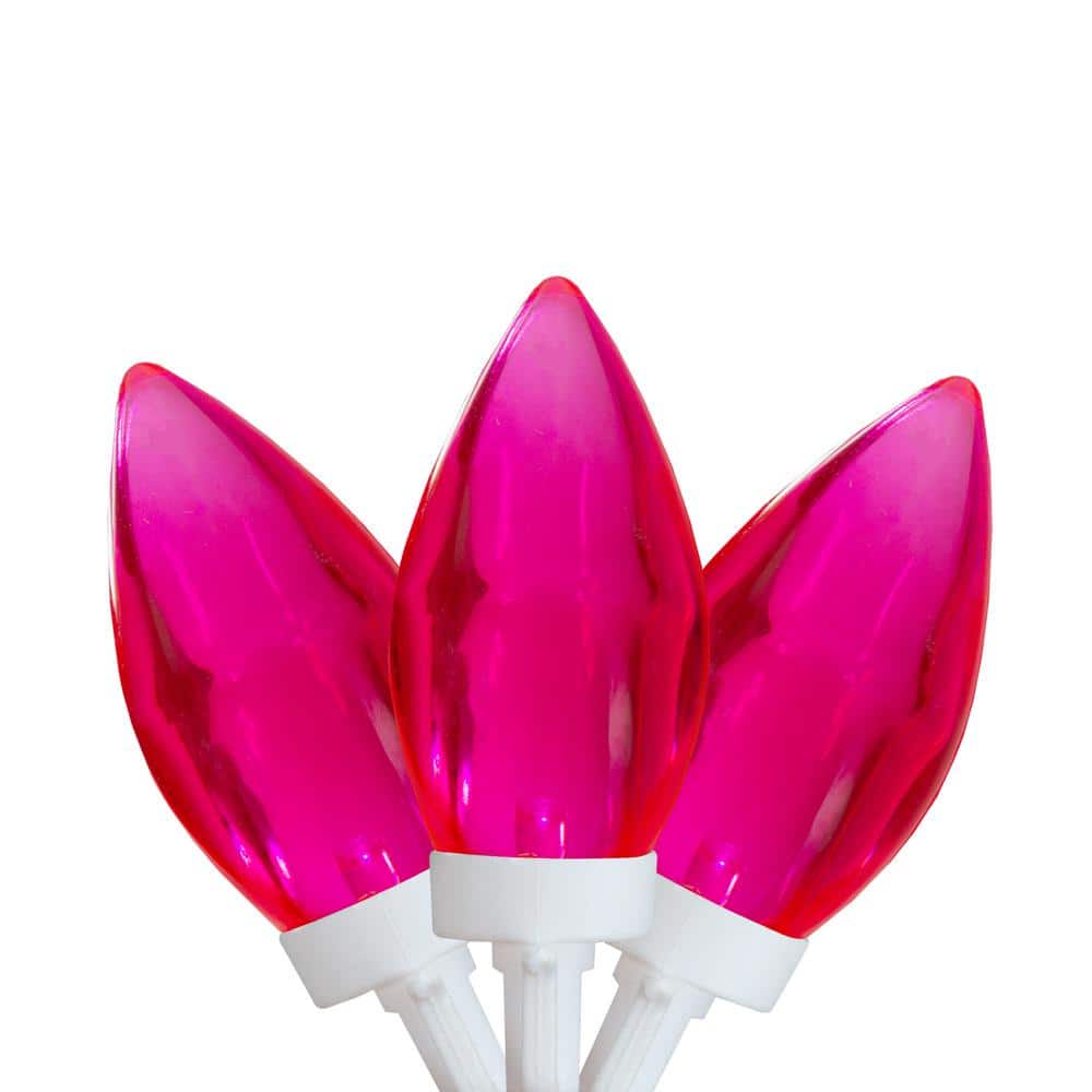 Northlight 25-Count Pink LED C9 Christmas Lights 16 ft. White Wire ...