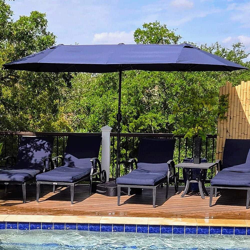 PURPLE LEAF 13 ft. Gray Aluminum Market Umbrella with Double-Sided ...