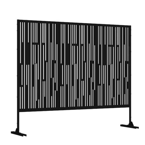Dovelina Godfrey 72 in. Galvanized Steel Garden Fence Outdoor Privacy ...