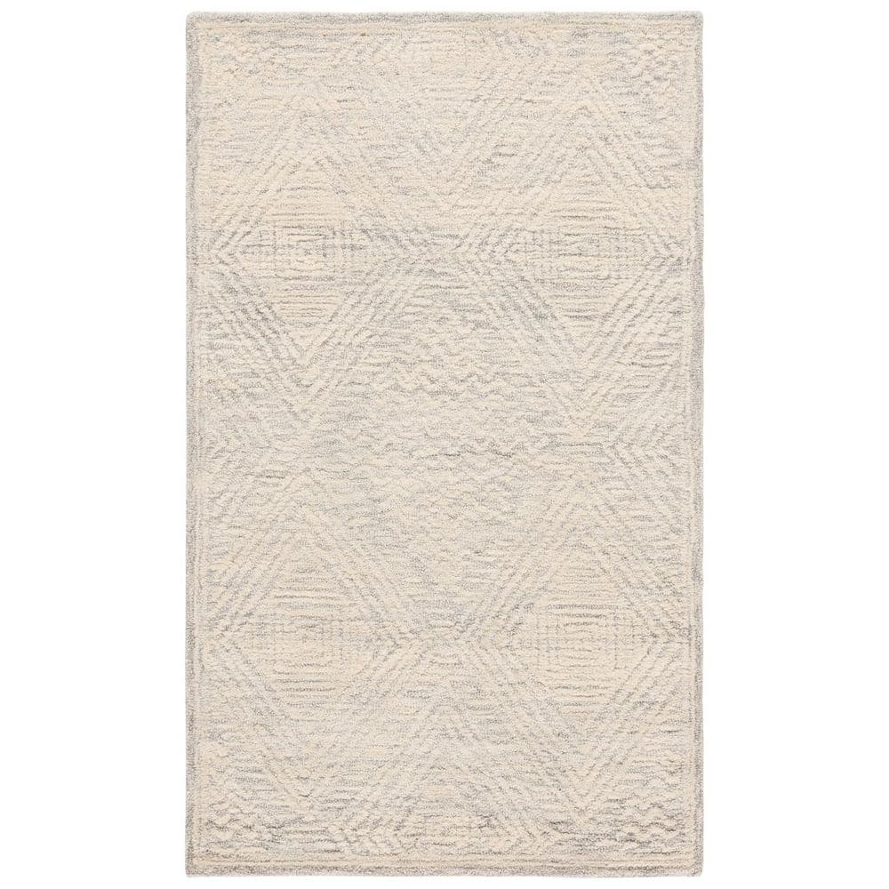 SAFAVIEH Textural 3 ft. x 5 ft. Gray/Ivory Diamond Area Rug TXT301F-3 ...