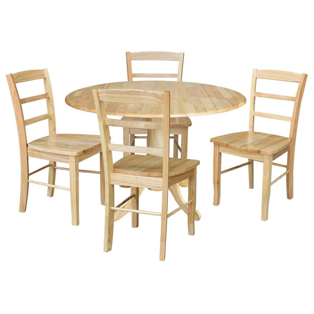International Concepts 42 in. 5-Piece Natural Solid Wood Round Drop ...