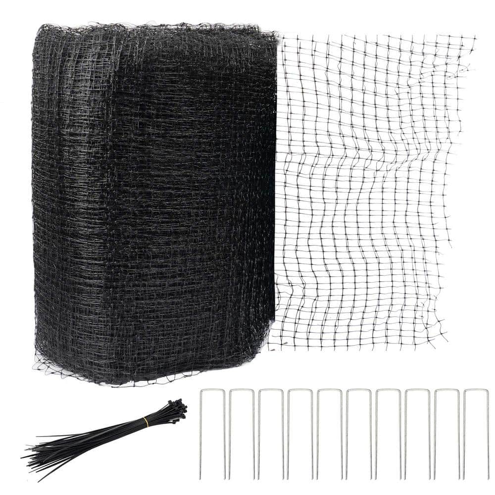 Angel Sar 7 ft. x 100 ft. Black Bird Netting with 50-pieces Cable Ties ...