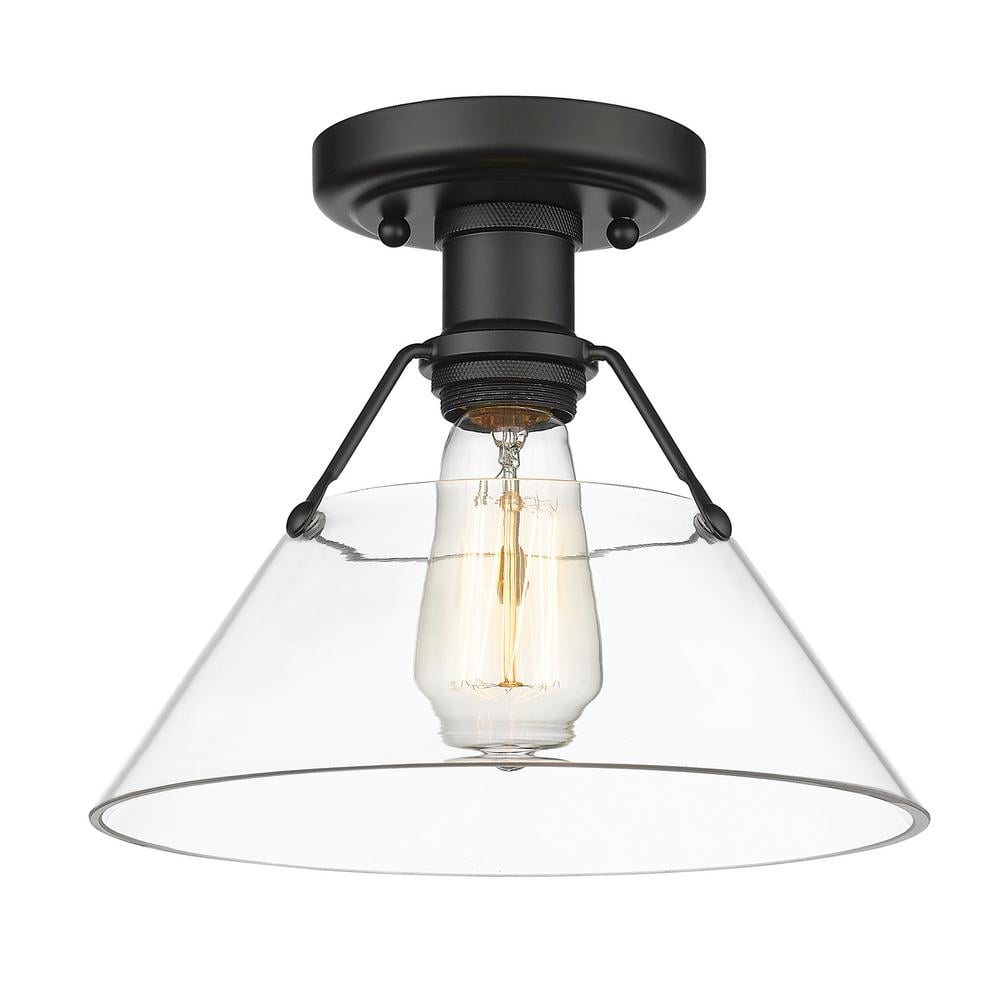 Golden Lighting Orwell 10 in. 1-Light Matte Black with Clear Glass ...