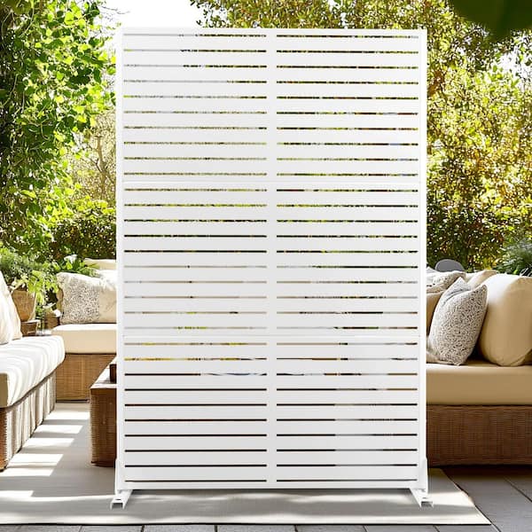 TUYOHW White 47 in. W x 72 in. H Rectangular Metal Decorative Rust ...