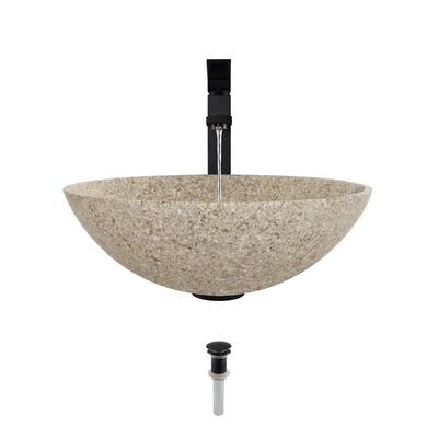 MR Direct Stone Vessel Sink in Honed Basalt Tan Granite with Waterfall ...