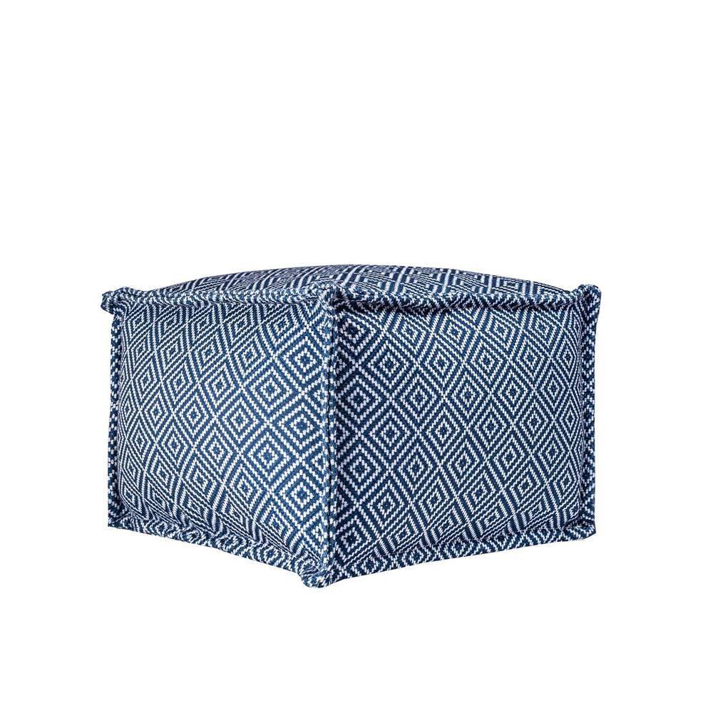 nuLOOM Amalfi Aztec Print Indoor/Outdoor Filled Ottoman Blue Square ...