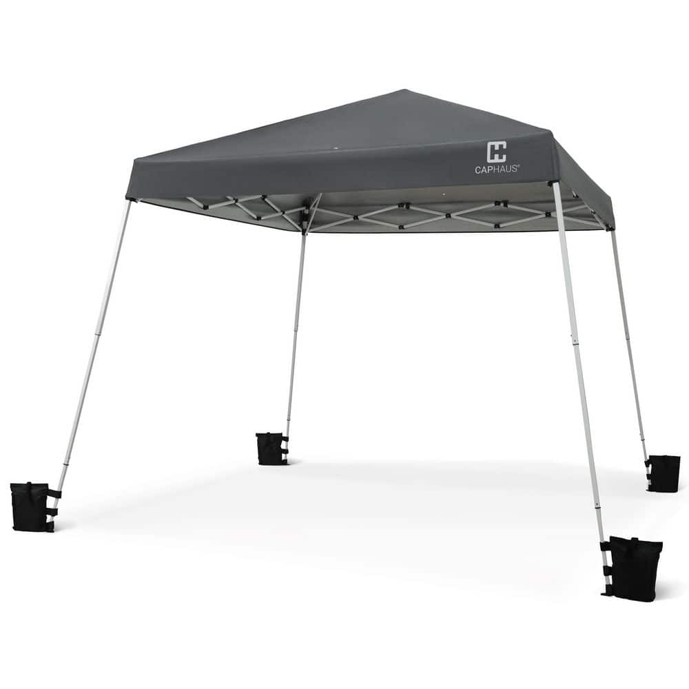 CAPHAUS 8 ft. x 8 ft. Dark Grey Patented 1-Push Pop Up Outdoor Canopy ...