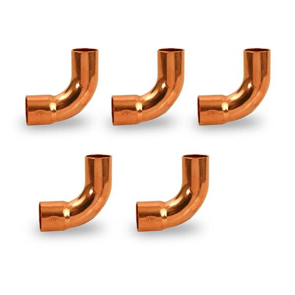 PLUMBFLEX 1/2 in. Copper FTG x C 90-Degree Long Radius Street Elbow Fitting (5-Pack) 0012CLTS-5 ...