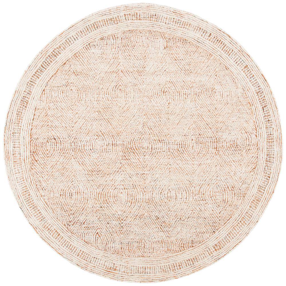 SAFAVIEH Abstract Ivory/Rust 8 ft. x 8 ft. Geometric Round Area Rug ...