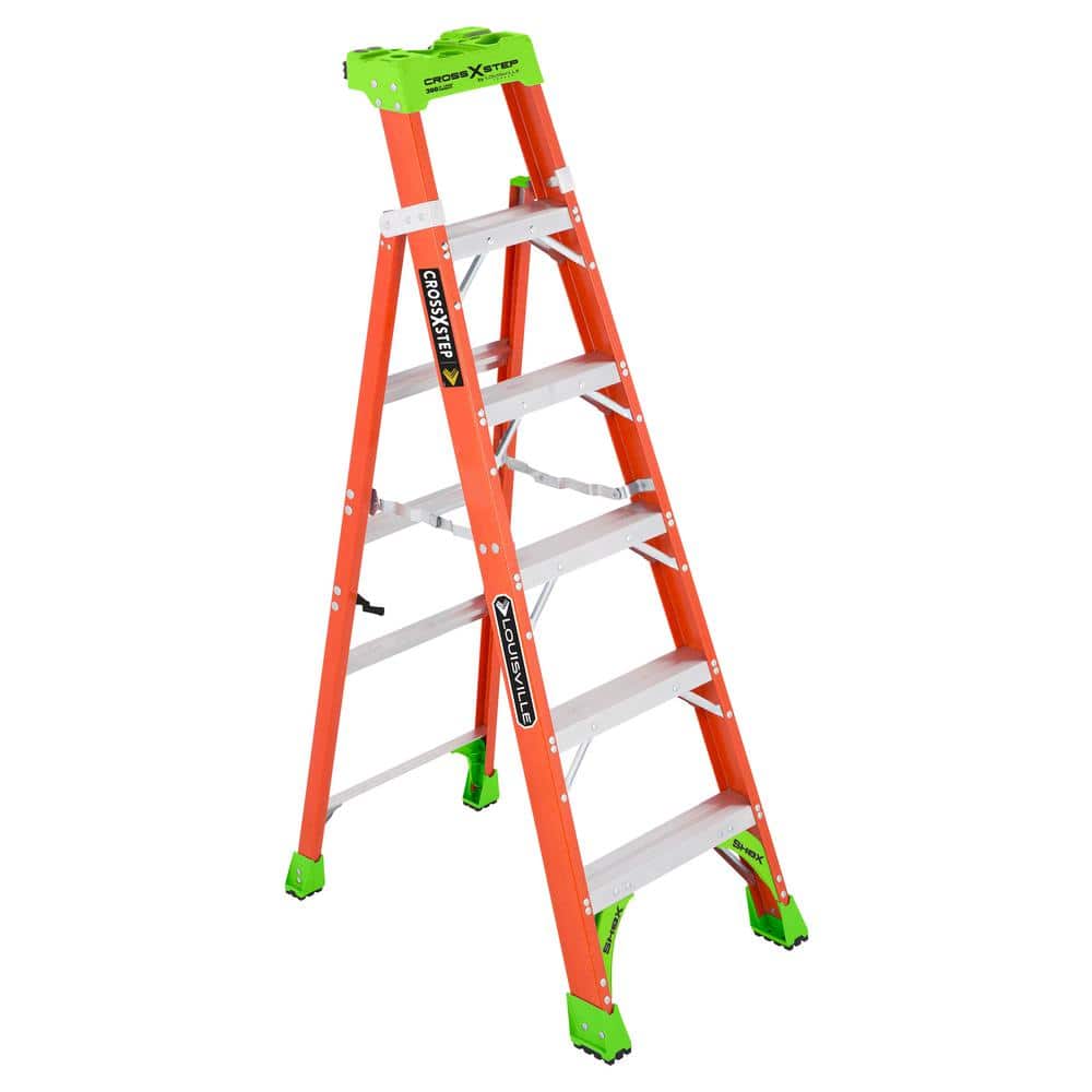 Louisville Ladder 6 ft. Fiberglass Cross Step Ladder with 300 lbs. Load ...