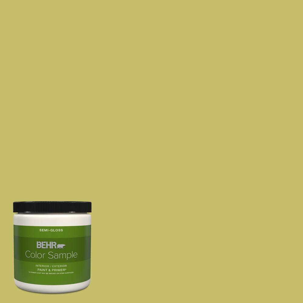 BEHR PREMIUM PLUS 8 oz. #P350-5 Go Go Lime Semi-Gloss Interior/Exterior ...