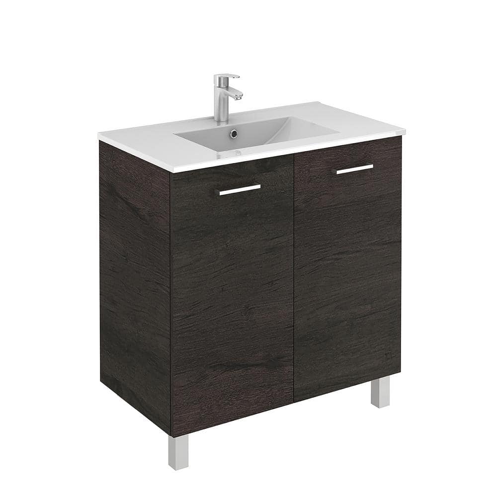 ROYO Unit 32 in. Saphir 2D Wenge with Vanity Top in White with White ...