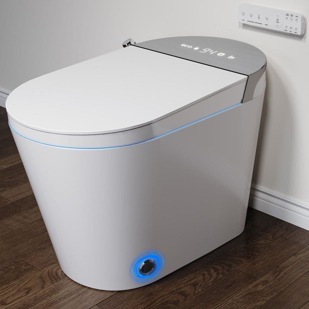 YULIKA Smart Toilet With Bidet 1.28 GPF Auto Dual Flush U-Shap Bowl ...