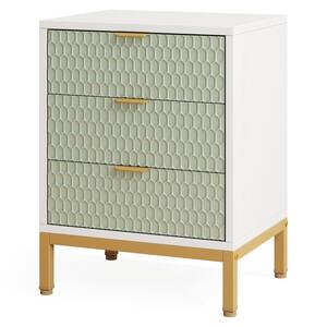 BYBLIGHT Grey 3-Drawer 15.7 in. W Nightstand Bedside Table for Bedroom ...