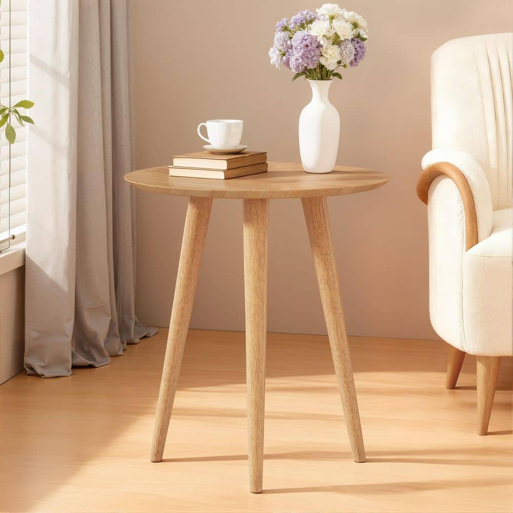 Harper & Bright Designs Modern Classic 20 in. Natural Round Wood End ...