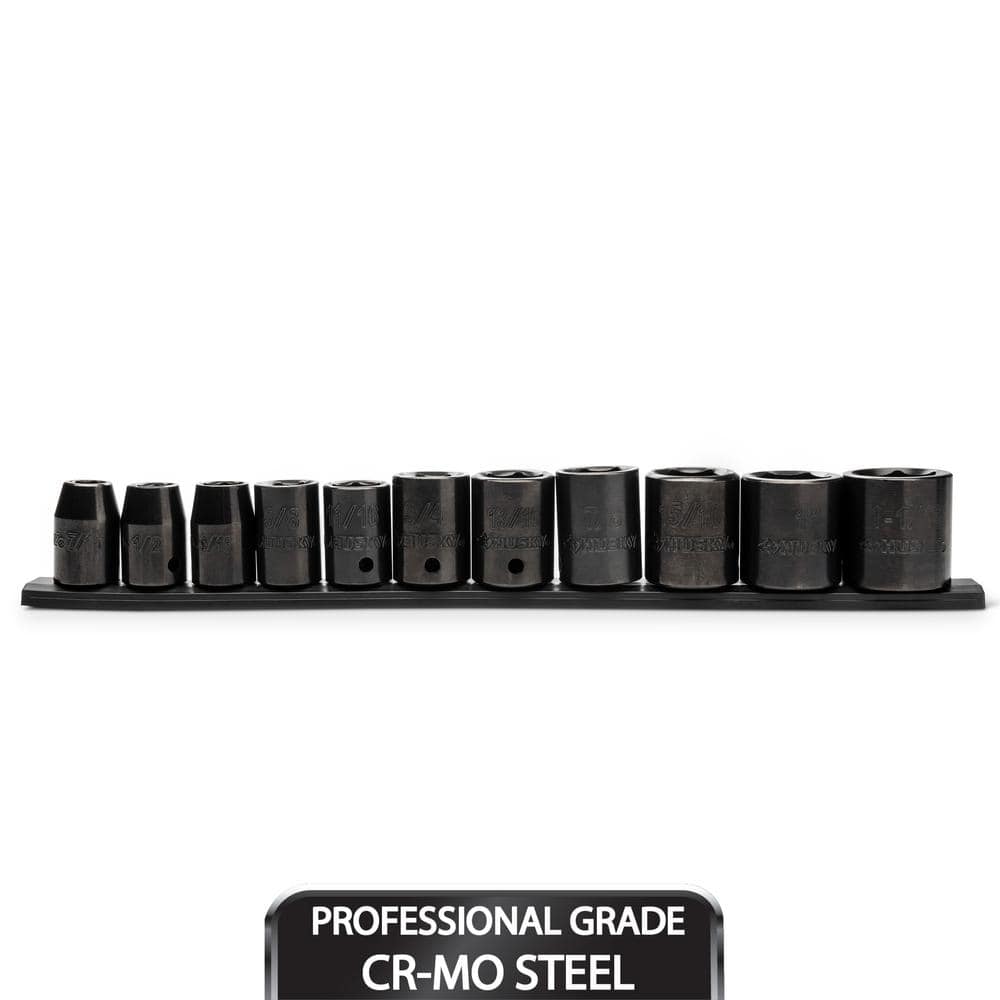 Husky 1/2 in. Drive Standard SAE 6-Point Impact Socket Set (11-Piece ...