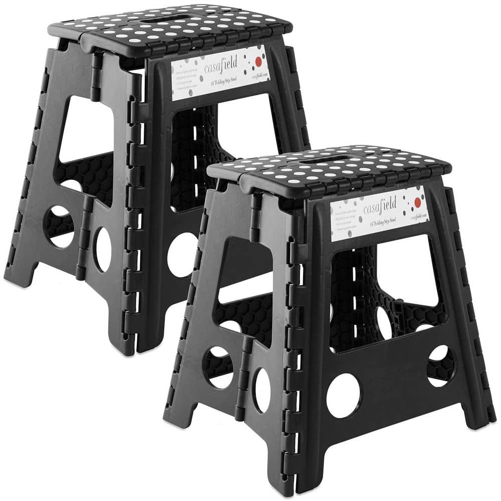 Casafield 1-Step 16 in. Black Plastic Step Stool, (2.33 ft. Reach ...