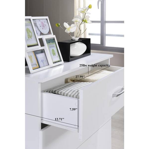 Unbranded 3 Drawer 30.6 in. H x 31.5 in. W x 15.5 in. D Chest in White HI3DR WHITE