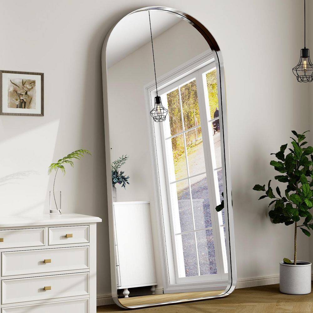 XRAMFY Morden Silver 30 in. W x 71 in. H Arched Aluminum Alloy Frame ...