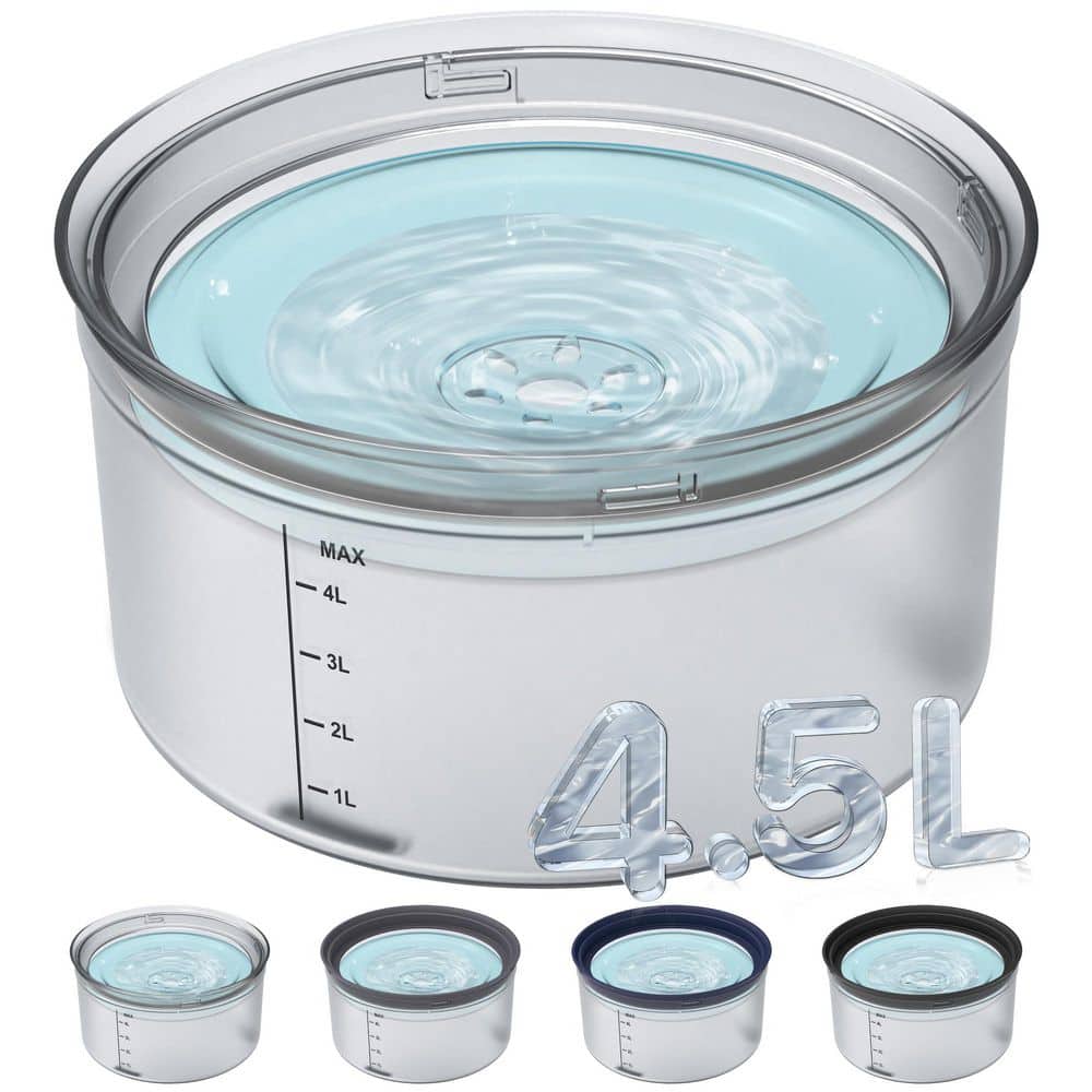 1.2 Gal Large Capacity No Spill Dog Water Bowl w/ Transparent Floating ...