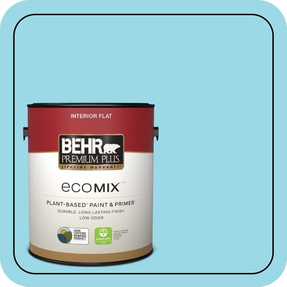 BEHR PREMIUM PLUS 1 gal. #P480-3 Cool Water Lake Flat EcoMix Plant ...