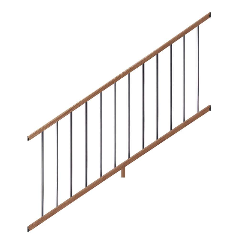 ProWood 6 ft. Walnut-Tone Southern Yellow Pine Moulded Stair Rail Kit ...