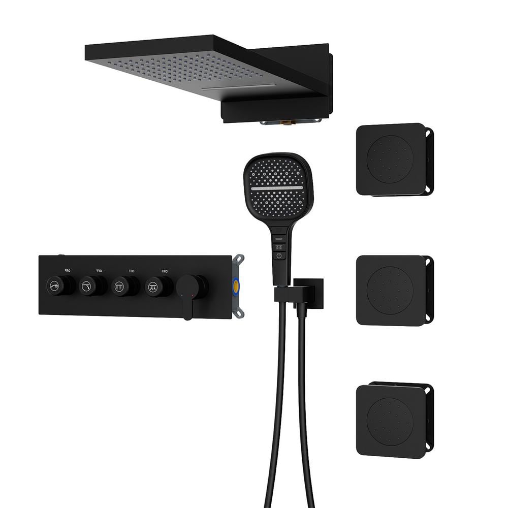 GIVING TREE 3-Jet Rectangular Wall Mount Shower System with With ...