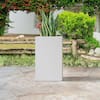 PLANTARA 28 in. H Solid White Concrete Square Plant Pot, Modern Garden ...