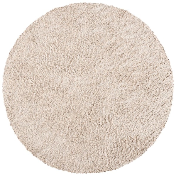 SAFAVIEH August Shag Beige 7 ft. x 7 ft. Solid Round Area Rug AUG200D ...