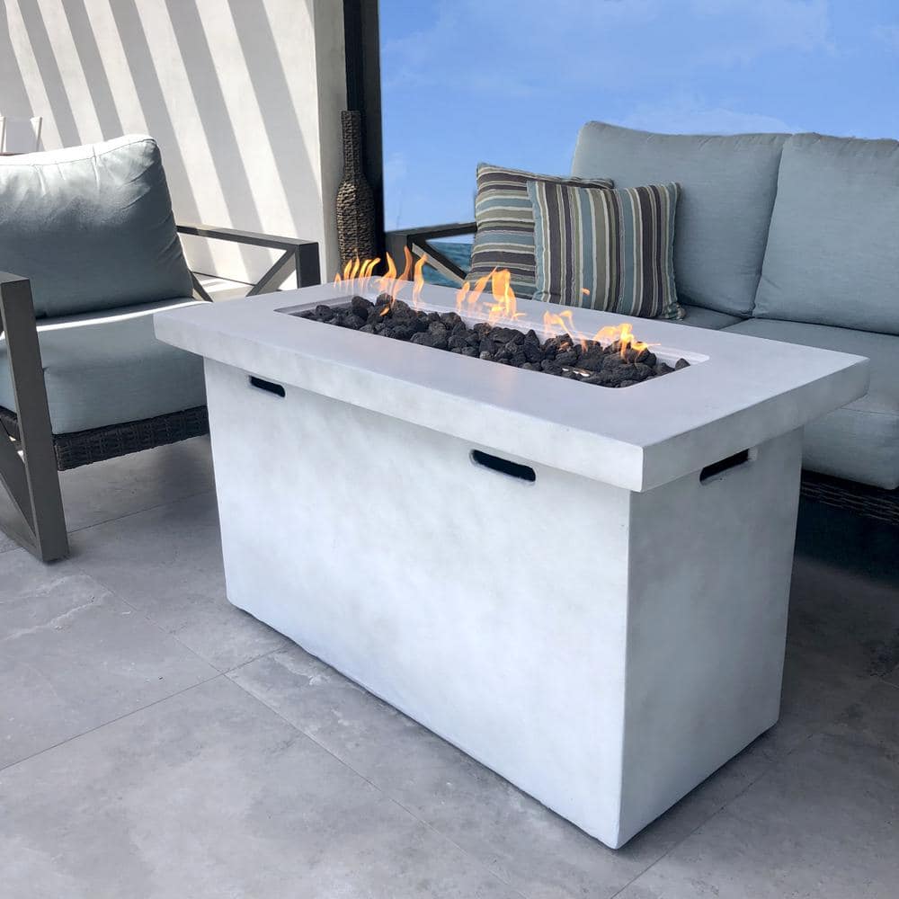 25 in. H x 42 in. W Fiber Reinforced Concrete Propane Outdoor Fire Pit ...