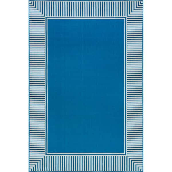 Reviews for nuLOOM Asha Teal 5 ft. x 8 ft. Bordered Indoor/Outdoor Area ...