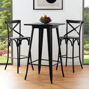 Glitzhome Pub Table Set - Modern Square Bar Table with Black Oak Veneer ...