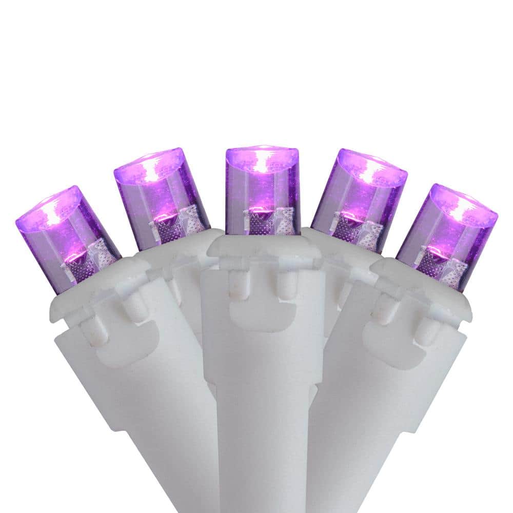 Northlight Set of 50 Purple LED Wide Angle Christmas Lights - White ...
