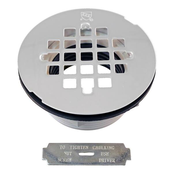 Westbrass 2 in. No-Caulk PVC Compression Shower Drain with 4-1/4 in ...