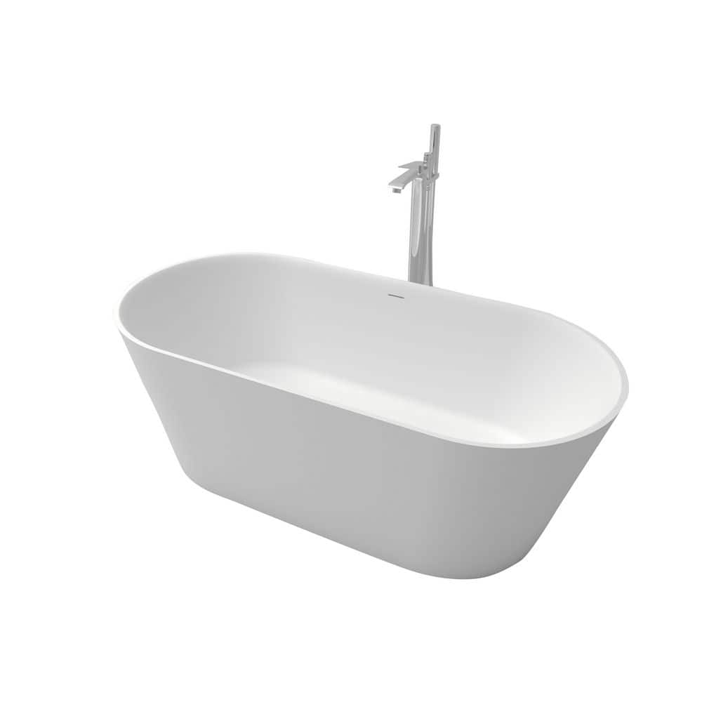 CASAINC 71 in. x 31 in. Solid Surface Freestanding Soaking Bathtub with ...