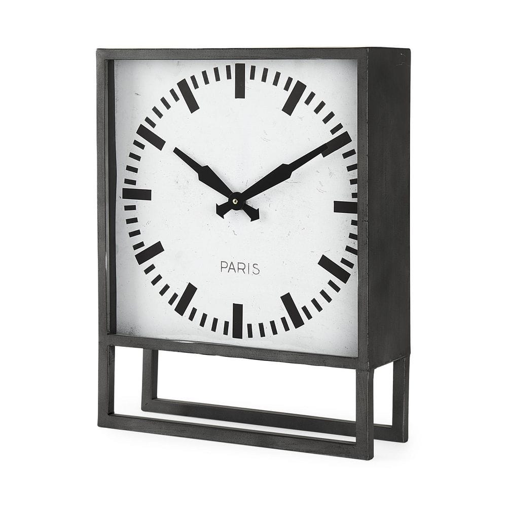 Mercana Felix Gray Metal Square Table Clock 68082 - The Home Depot