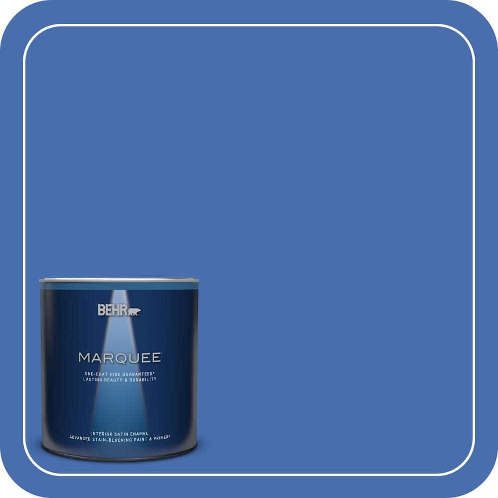 BEHR MARQUEE 1 qt. #PPU15-05 New Age Blue One-Coat Hide Satin Enamel ...