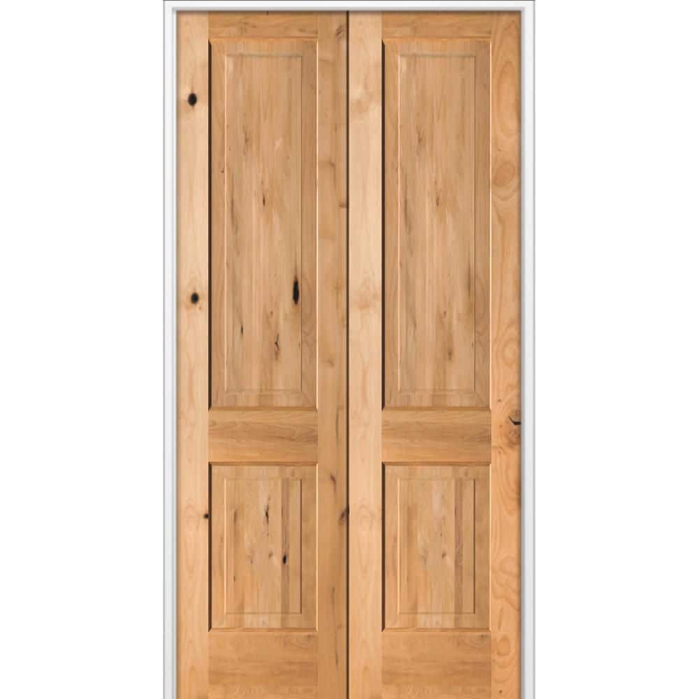 Krosswood Doors 48 in. x 96 in. Rustic Knotty Alder 2-Panel Square Both ...