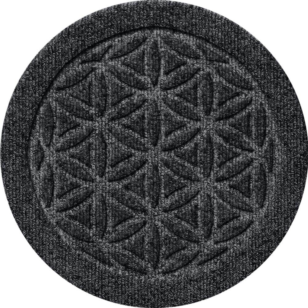 Bungalow Flooring "Waterhog Flower of Life Charcoal 12 in. x 12 in ...