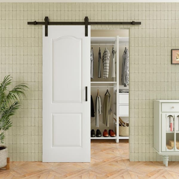 ARK DESIGN 28 in. x 80 in. Arched 2 Panel White Primed MDF No Assembly ...