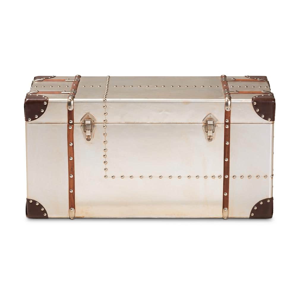 Baxton Studio Bechet Silver Storage Trunk 154-9188-HD - The Home Depot