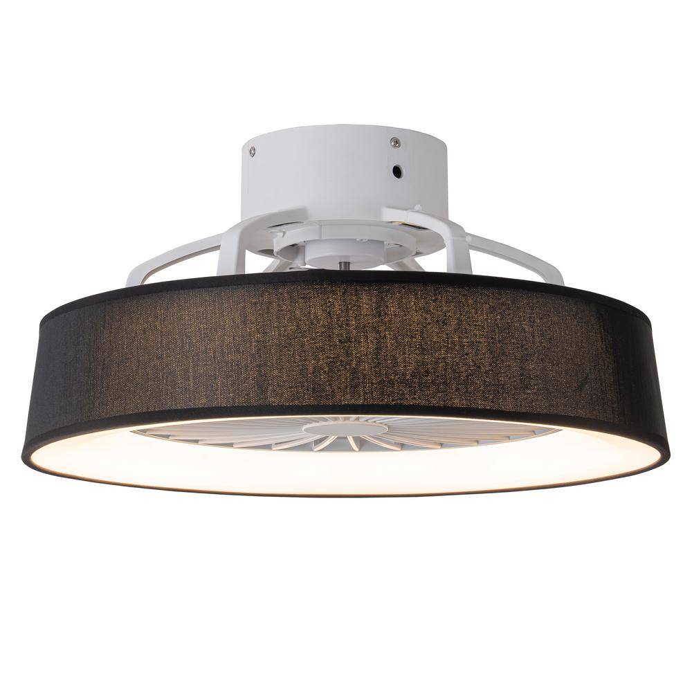 RRTYO Kemp 18.8 in. Modern Indoor Black Fabric Drum Round Ceiling Fan ...