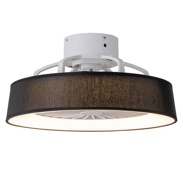 RRTYO Kemp 18.8 in. Modern Indoor Black Fabric Drum Round Ceiling Fan ...