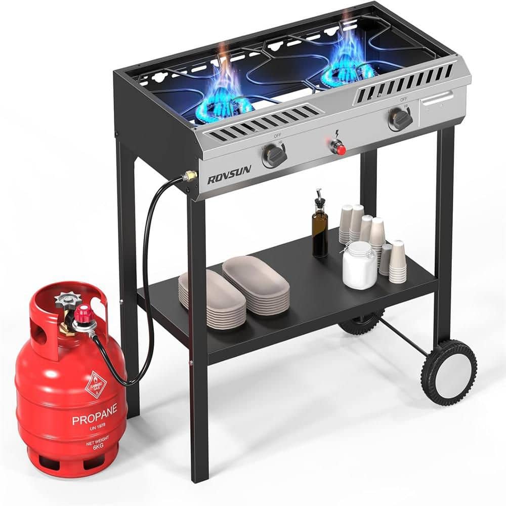 Karl home 2 Burner 150,000 BTU Gas Propane Stove with Wheels ...