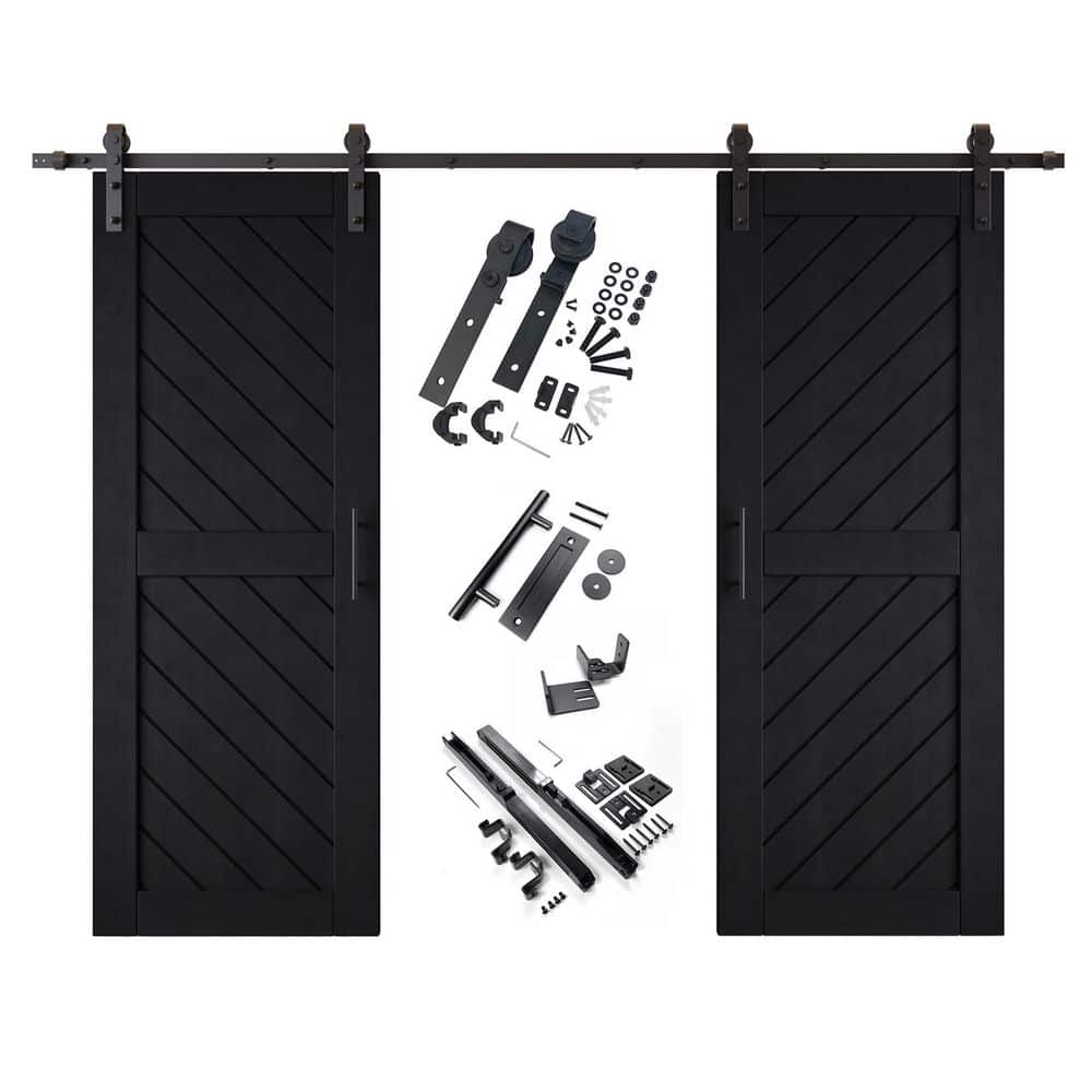 HOMACER XT2 30 in. x 80 in. C-Panel Black Slanted Stripe Design Double ...